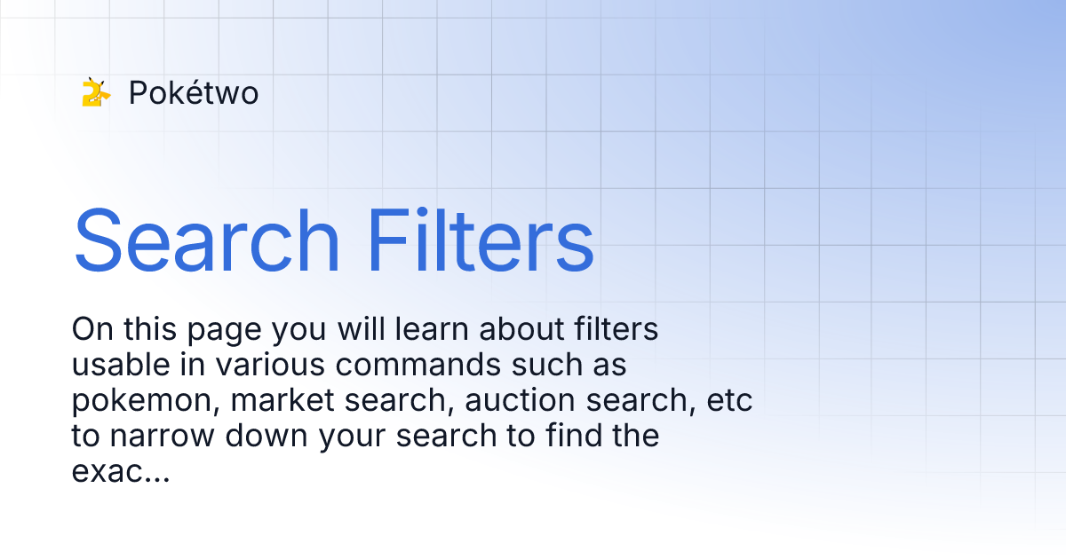 Search Filters | Pokétwo